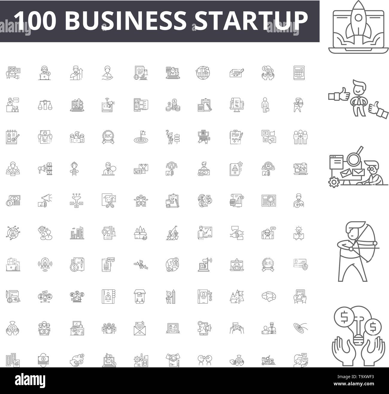 Business startup line icons, signs, vector set, outline illustration ...