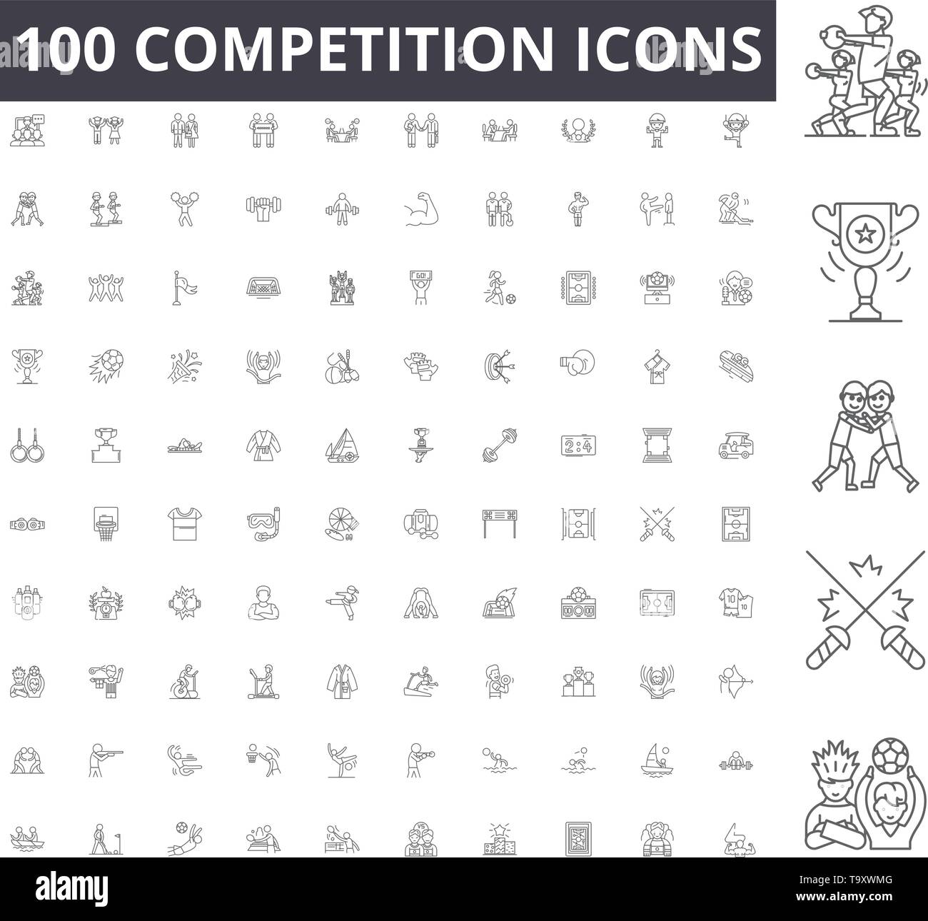 Competition line icons, signs, vector set, outline concept illustration ...