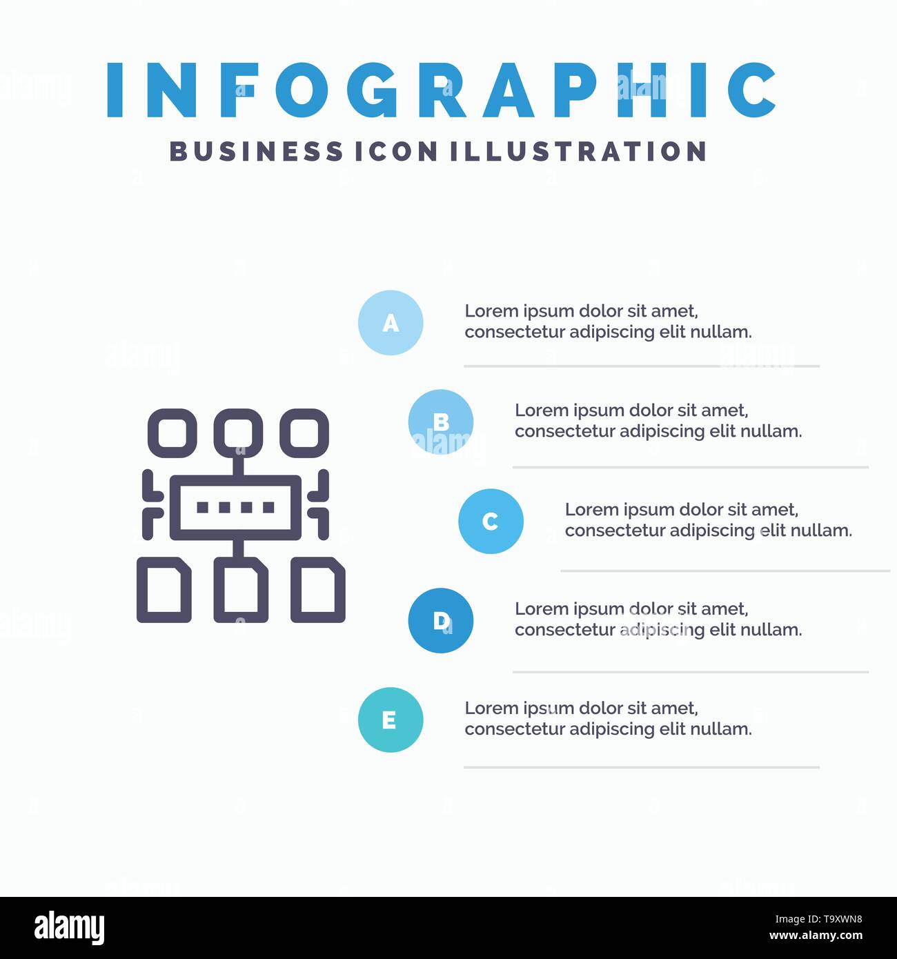 Algorithm Program User Document Blue Infographics Template 5 Steps Vector Line Icon Template