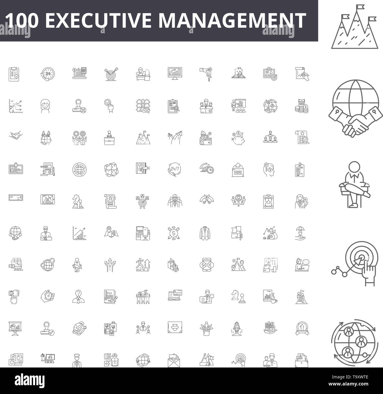 Executive management line icons, signs, vector set, outline ...