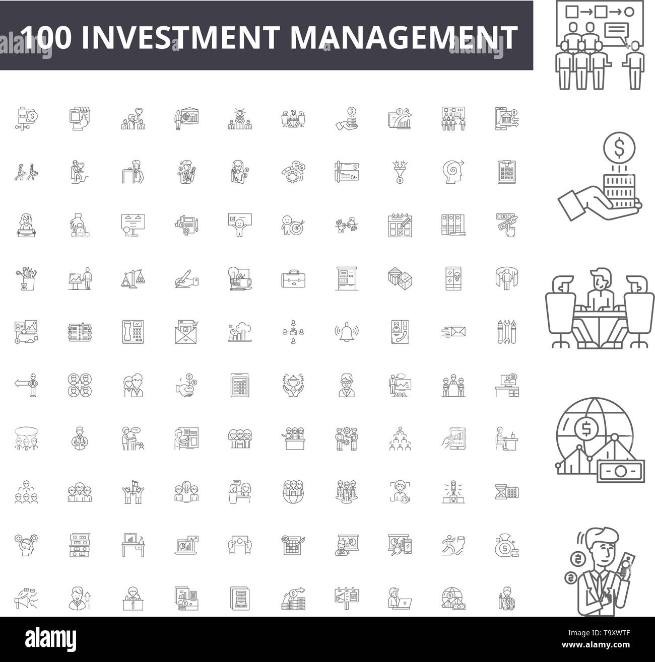 Investment management line icons, signs, vector set, outline ...