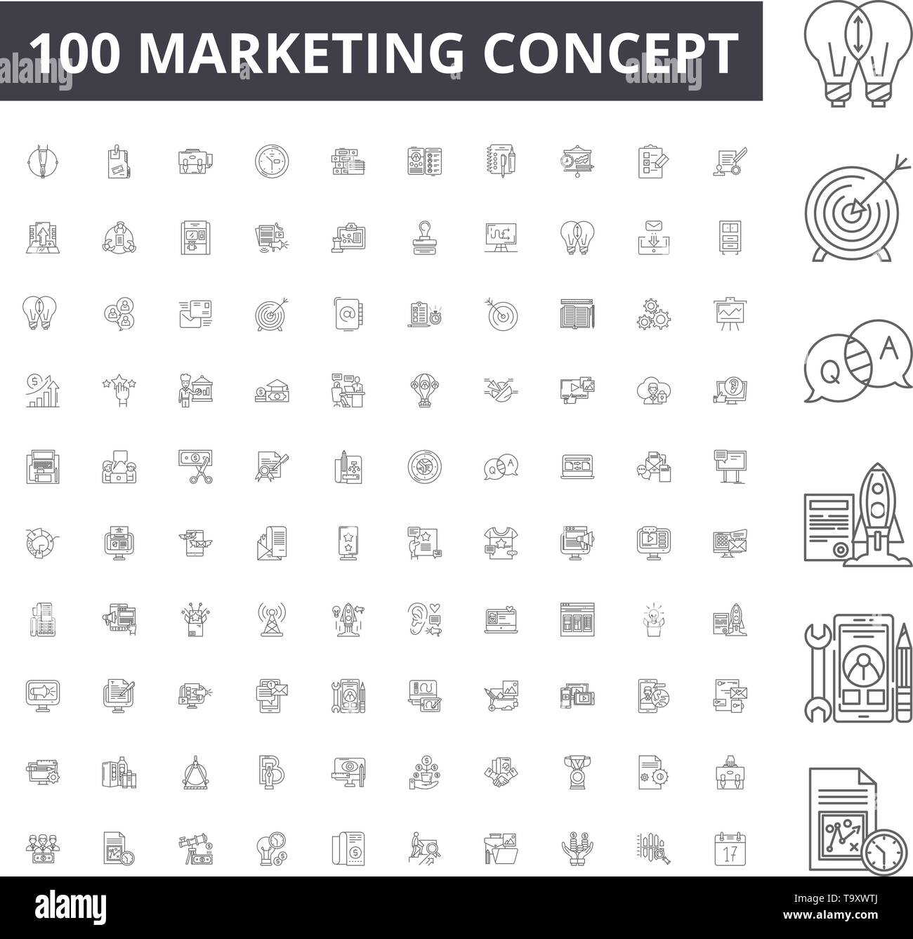 Marketing concept line icons, signs, vector set, outline illustration ...