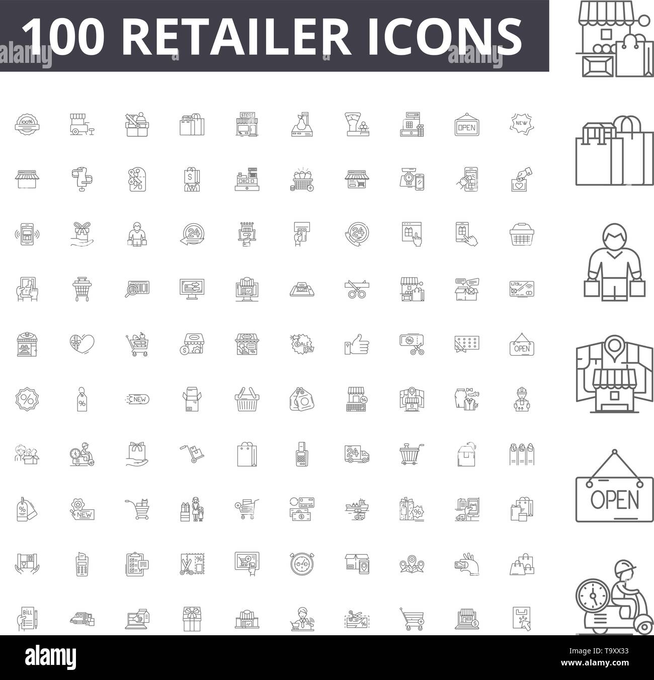 Retailer line icons, signs, vector set, outline illustration concept ...
