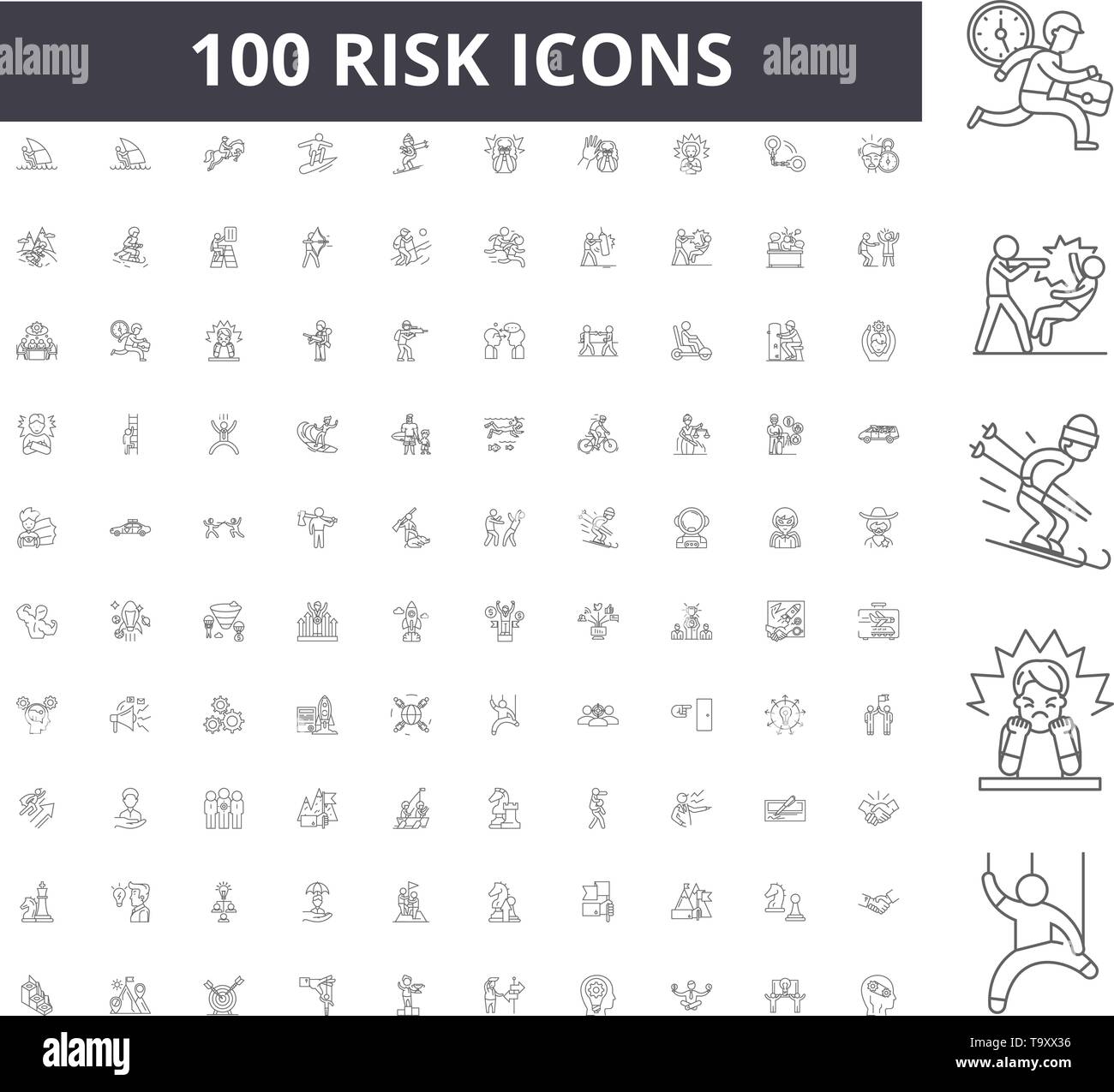 Risk line icons, signs, vector set, outline illustration concept Stock ...