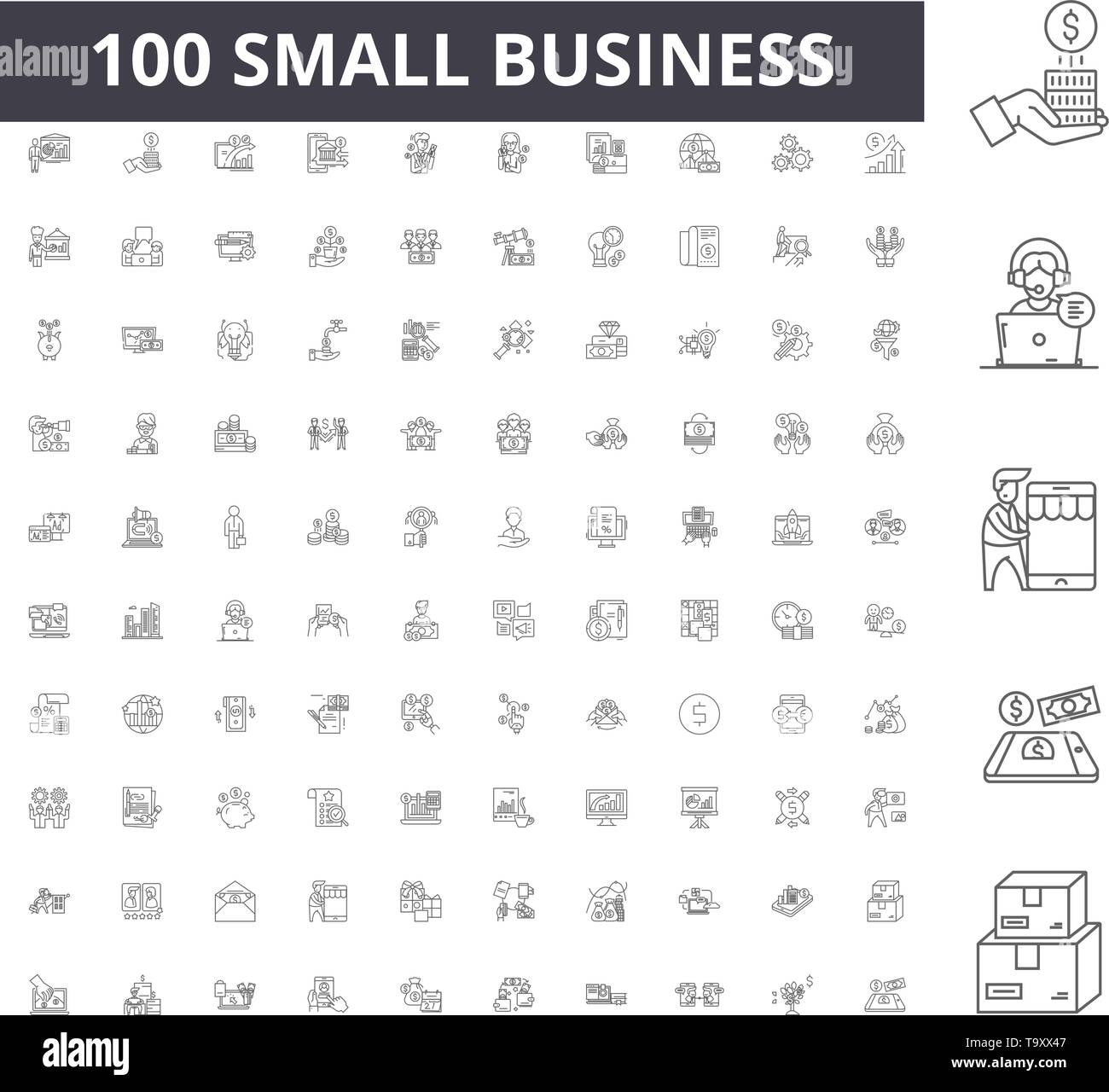 Small business line icons, signs, vector set, outline illustration ...