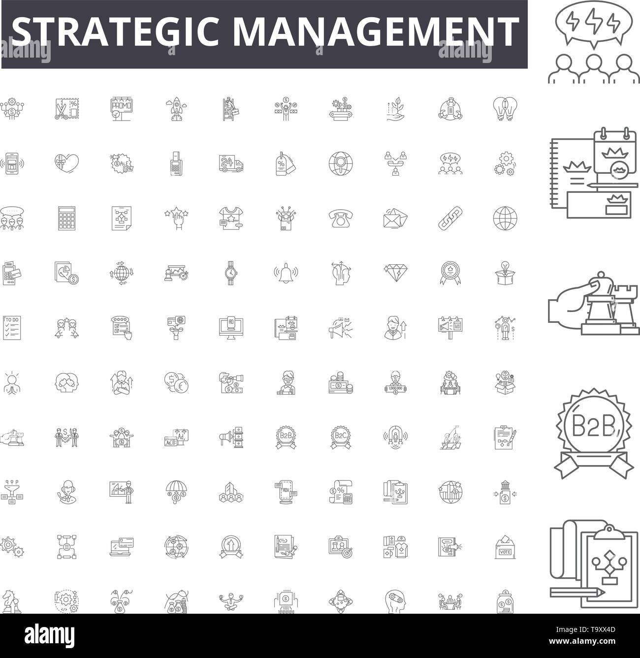 Strategic management line icons, signs, vector set, outline ...