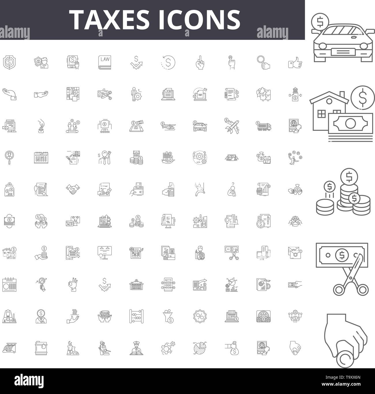 Taxes line icons, signs, vector set, outline illustration concept Stock ...