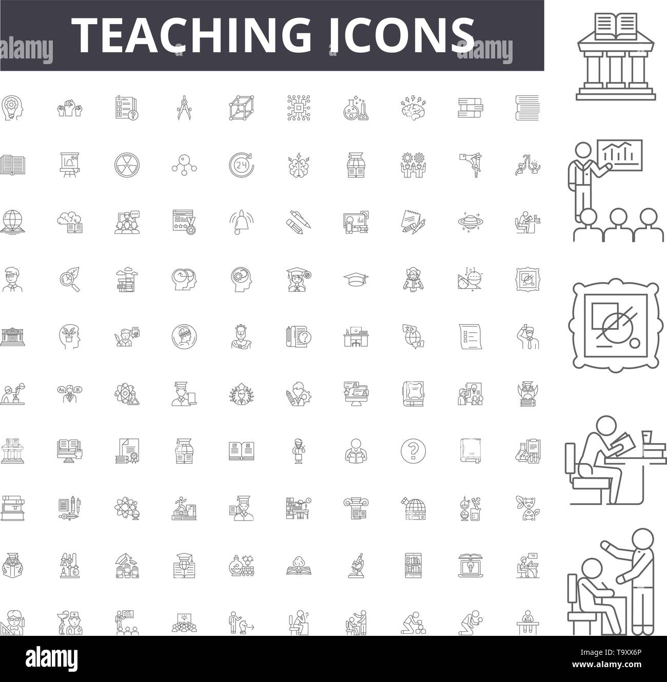 Teaching line icons, signs, vector set, outline concept illustration ...