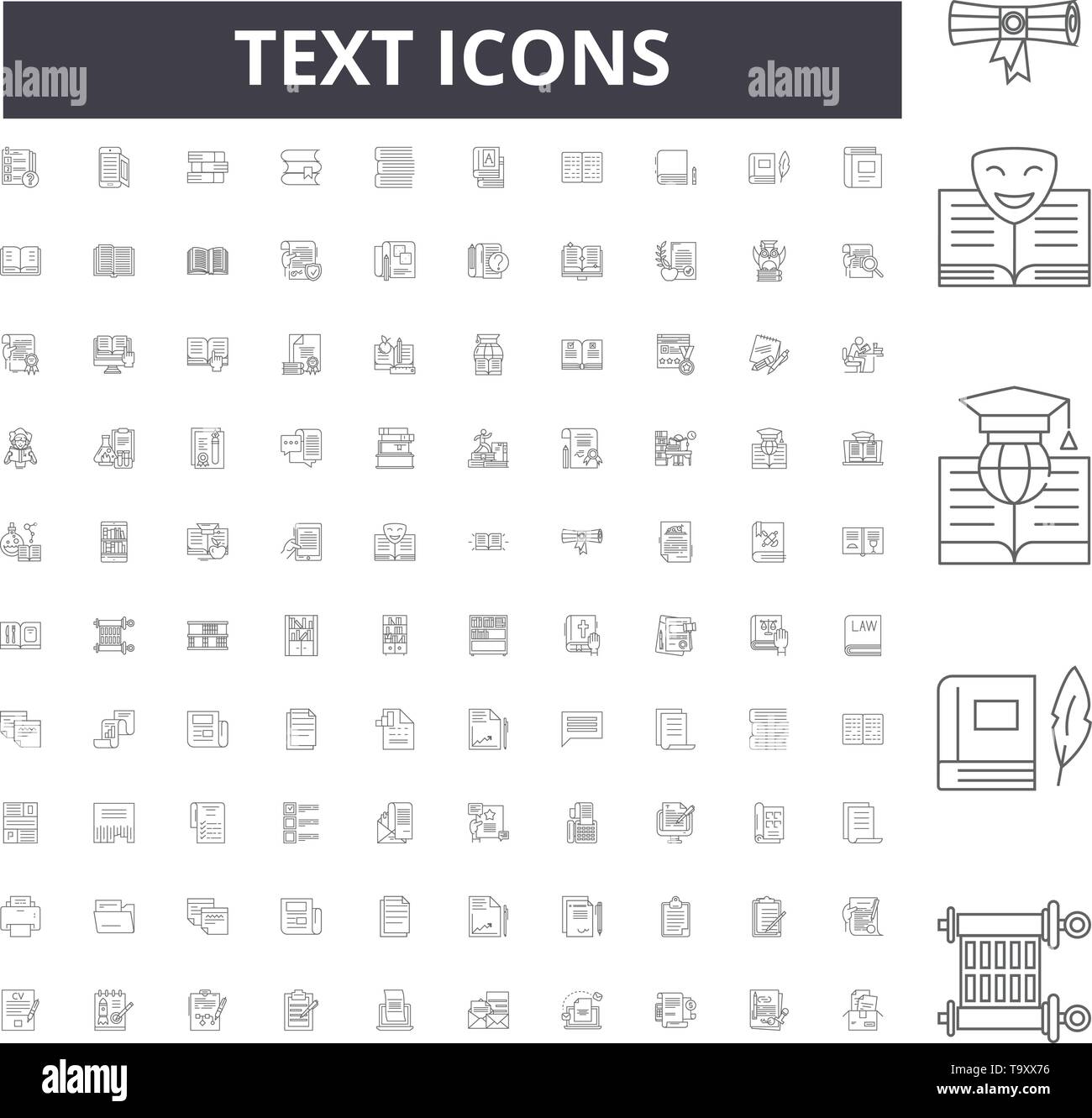 Text line icons, signs, vector set, outline illustration concept Stock ...