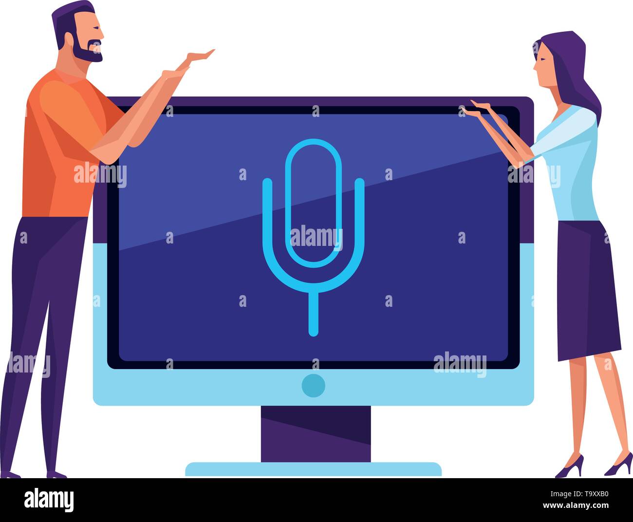 couple holding computer Stock Vector Image & Art - Alamy