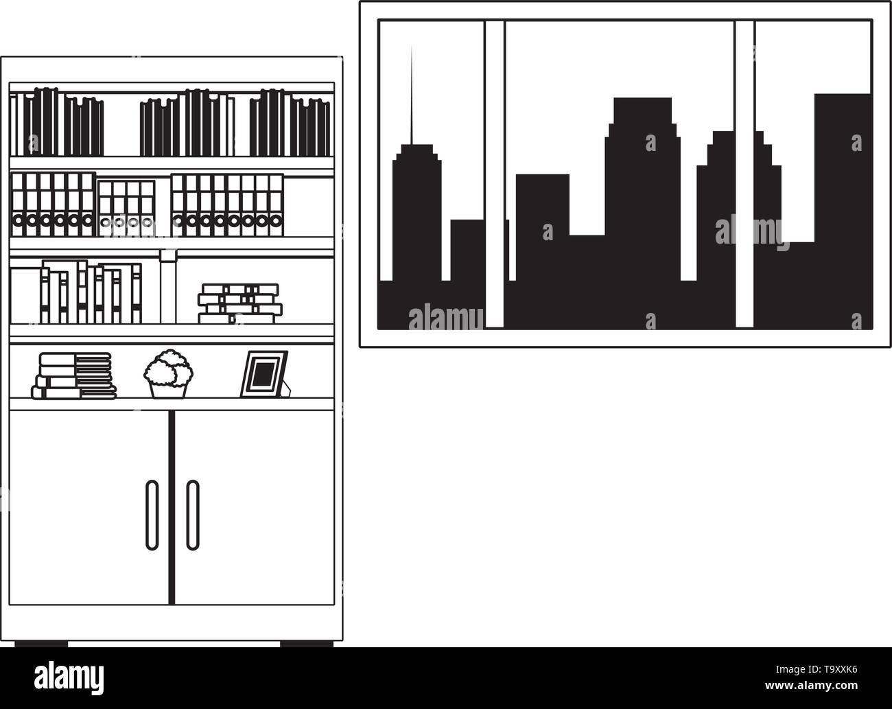 Black white photo city Stock Vector Images - Alamy