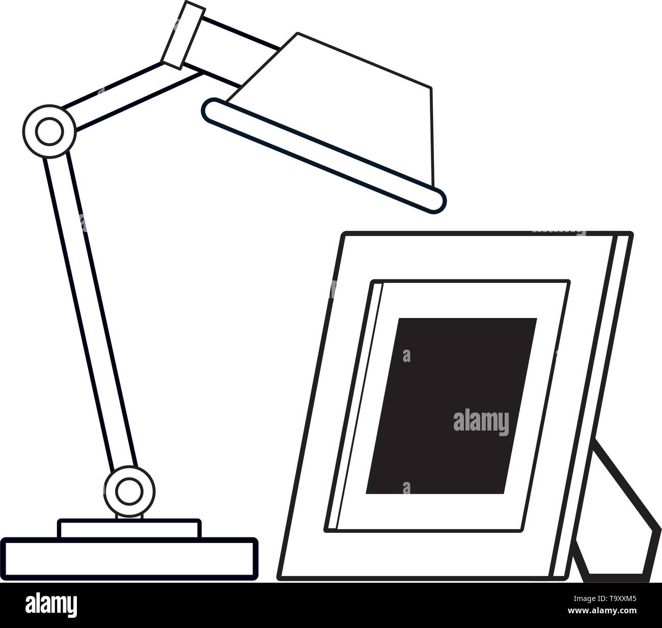 desk lamp with photo frame black and white Stock Vector Image & Art - Alamy