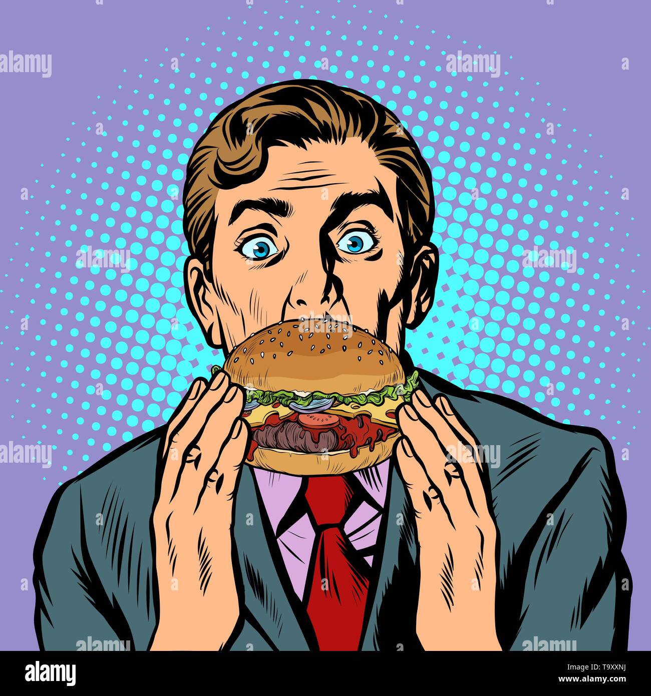 Cartoon man eating burger hi-res stock photography and images - Alamy