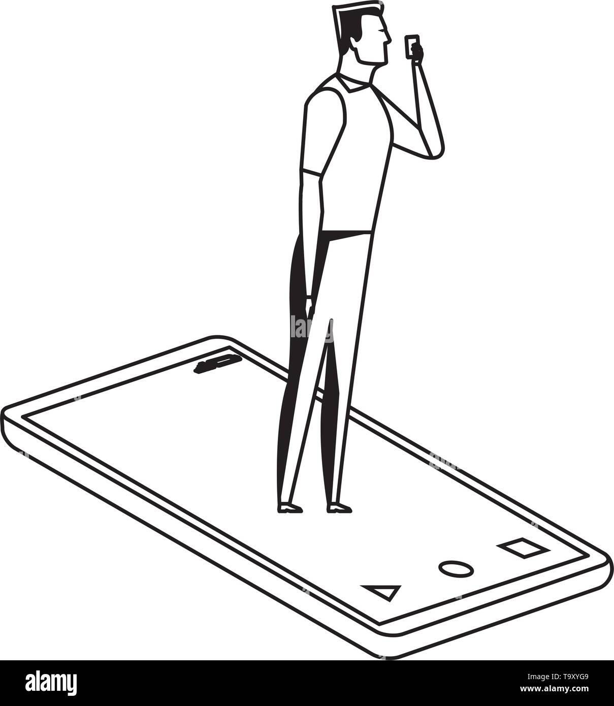 man over cellphone black and white Stock Vector Image & Art - Alamy