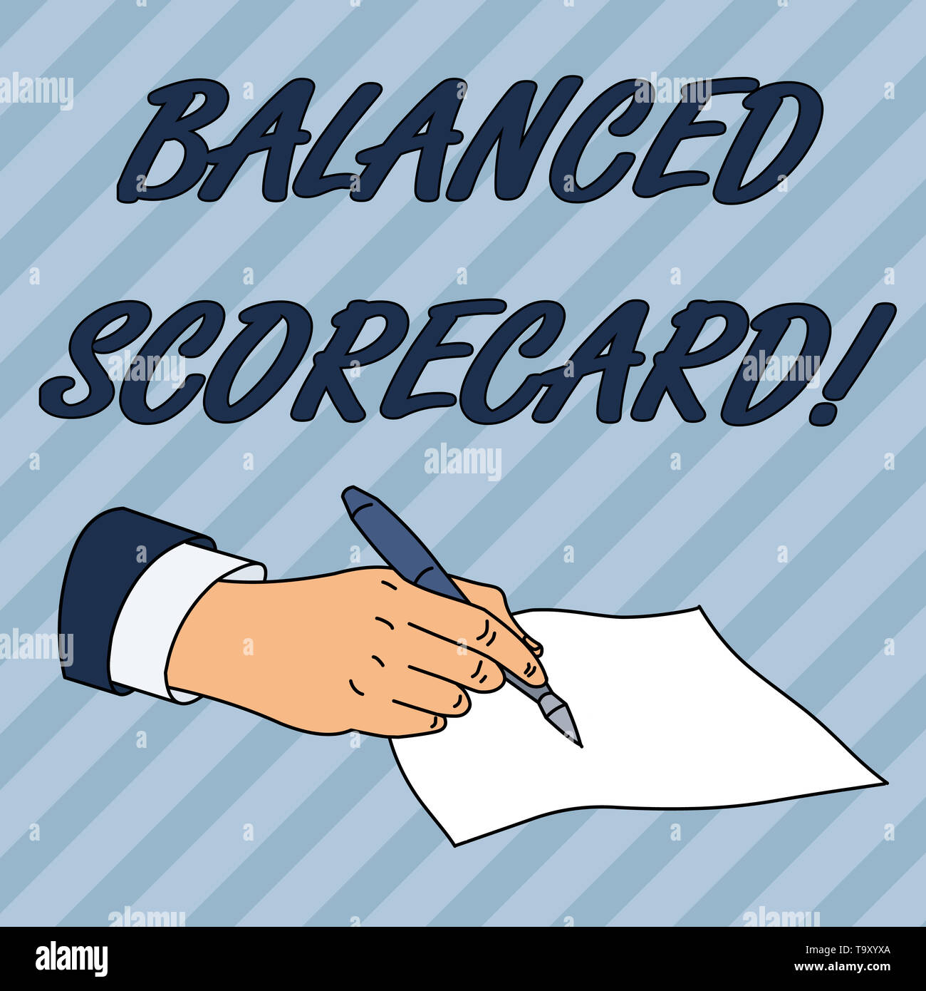 Writing note showing Balanced Scorecard. Business concept for a ...
