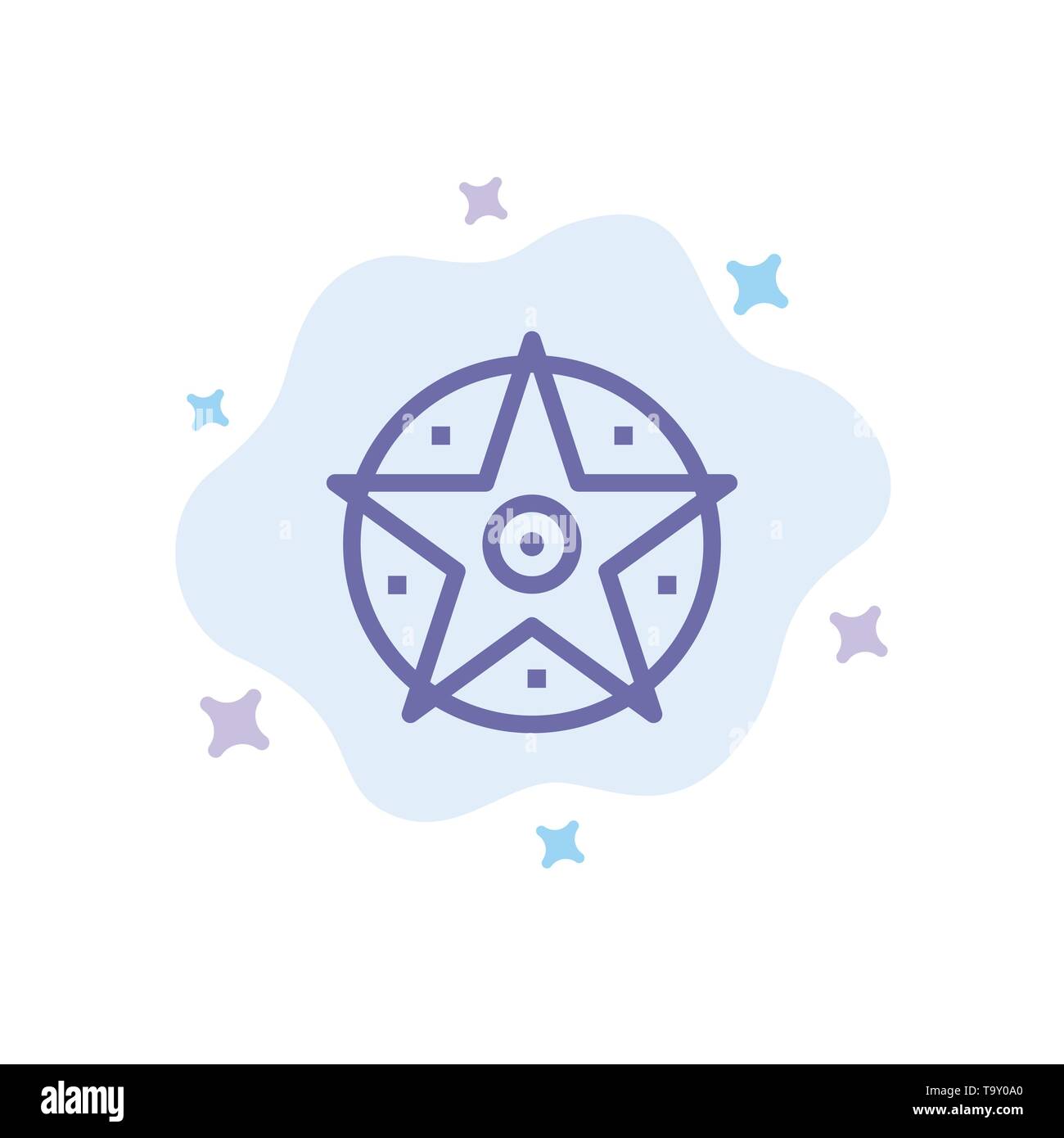 Pentacle, Satanic, Project, Star Blue Icon on Abstract Cloud Background ...