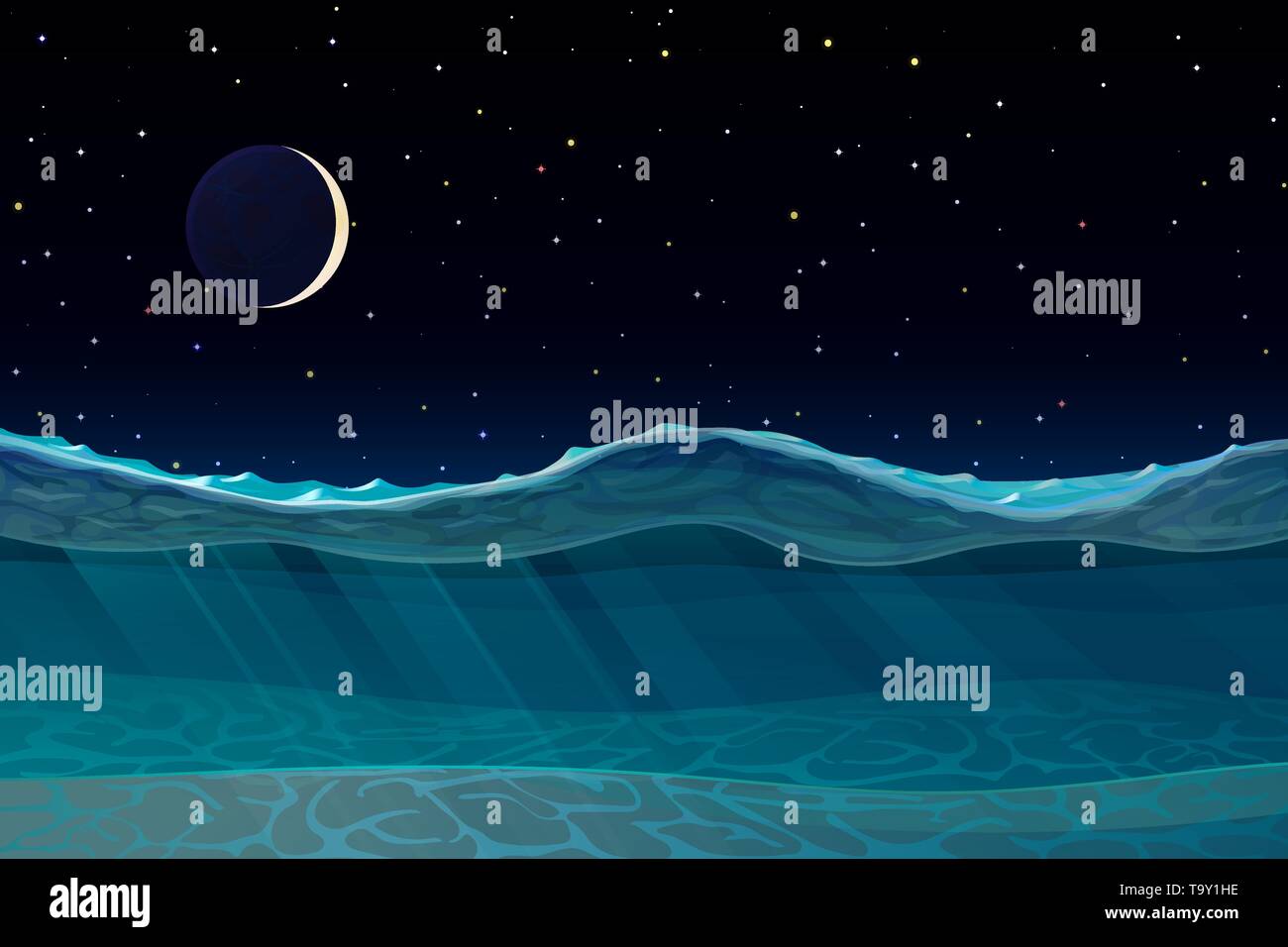 vector summer cartoon sea, ocean, underwater seascape Stock Vector ...