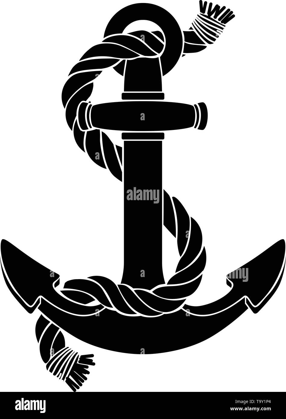 Anchor With Rope Silhouette