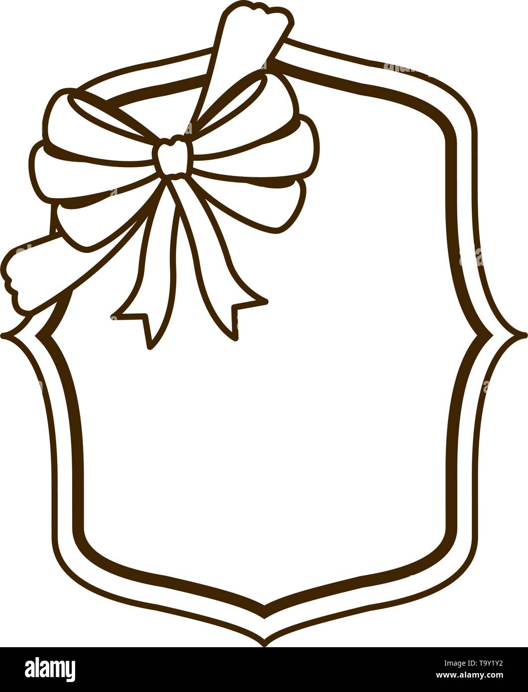 silhouette of frame with ribbon in white background Stock Vector Image ...