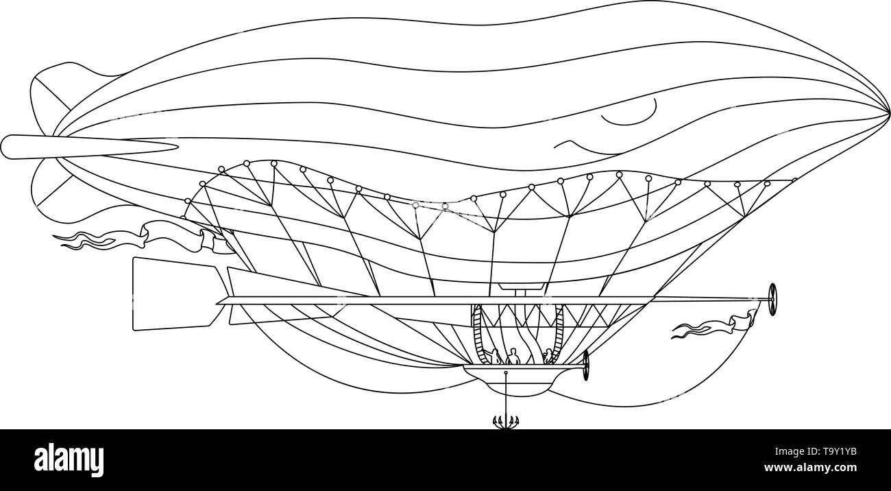 vector airship, zeppelin, dirigible retro clip art Stock Vector Image ...