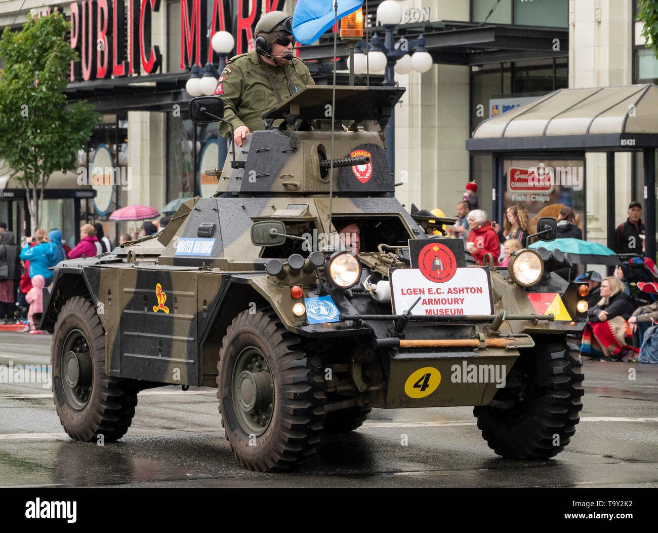 A military vehicle from the Ashton Armoury Museum in the Victoria Day ...