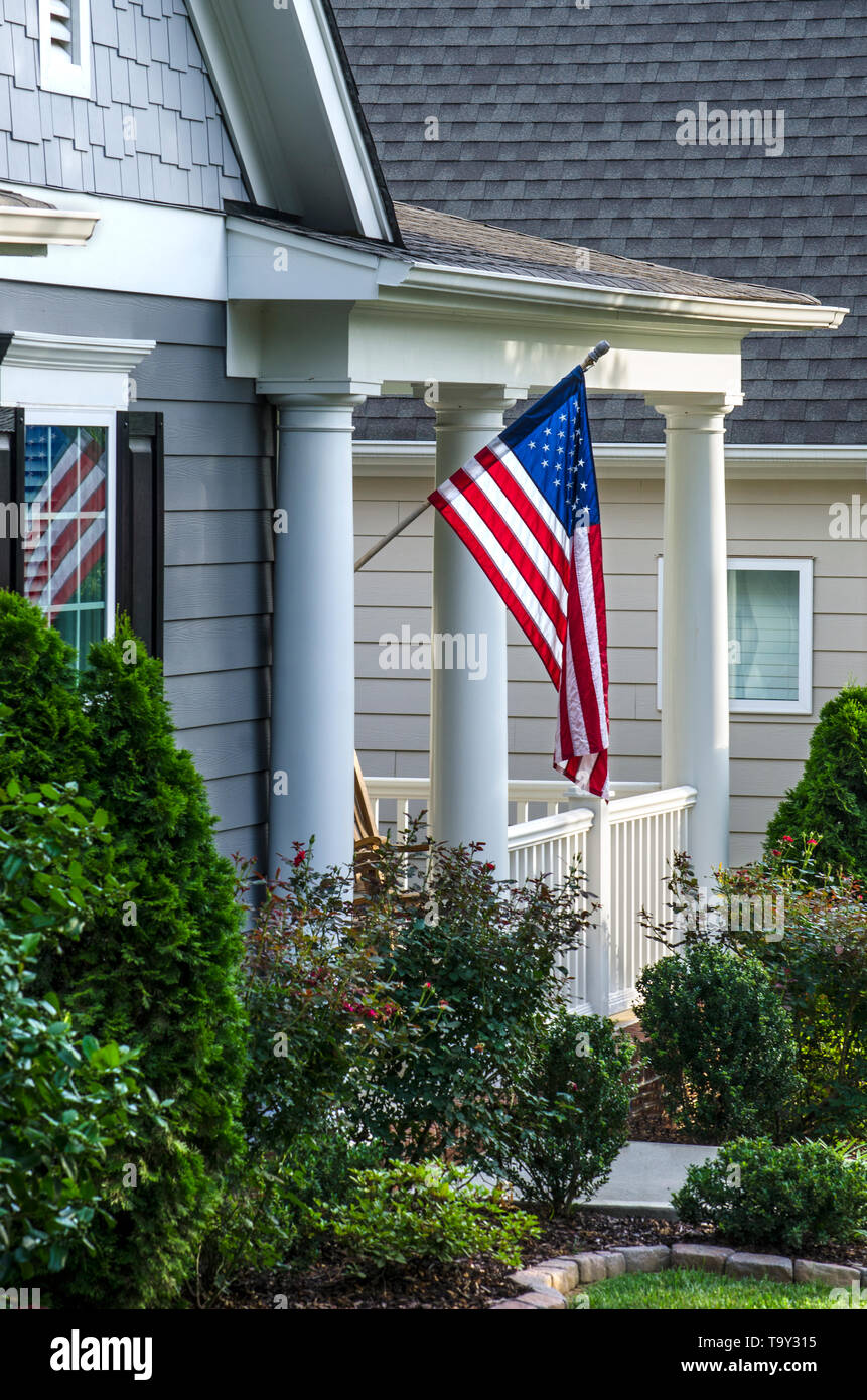 Patriotic Neighborhood with American Flags Stock Photo - Alamy