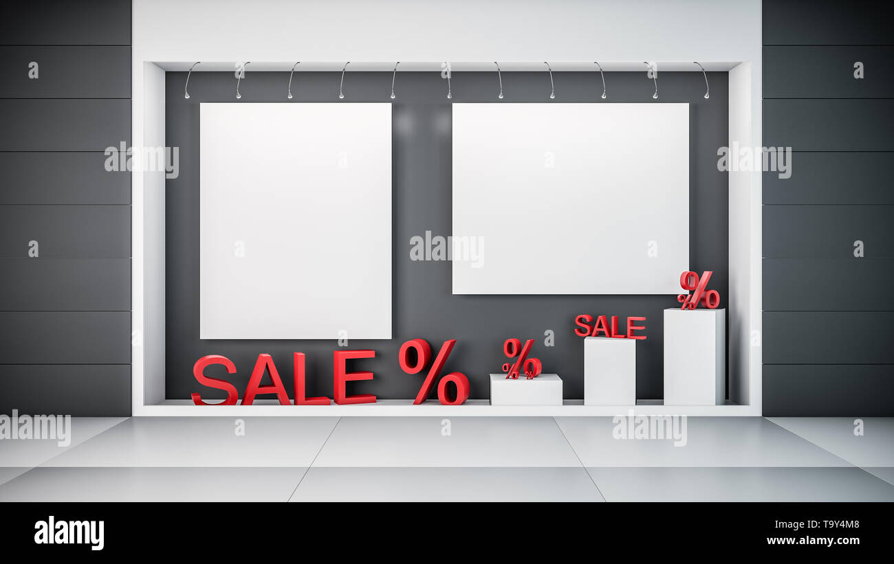 3D Rendering of Storefront or Shop for window shopping with Sale Offers ...
