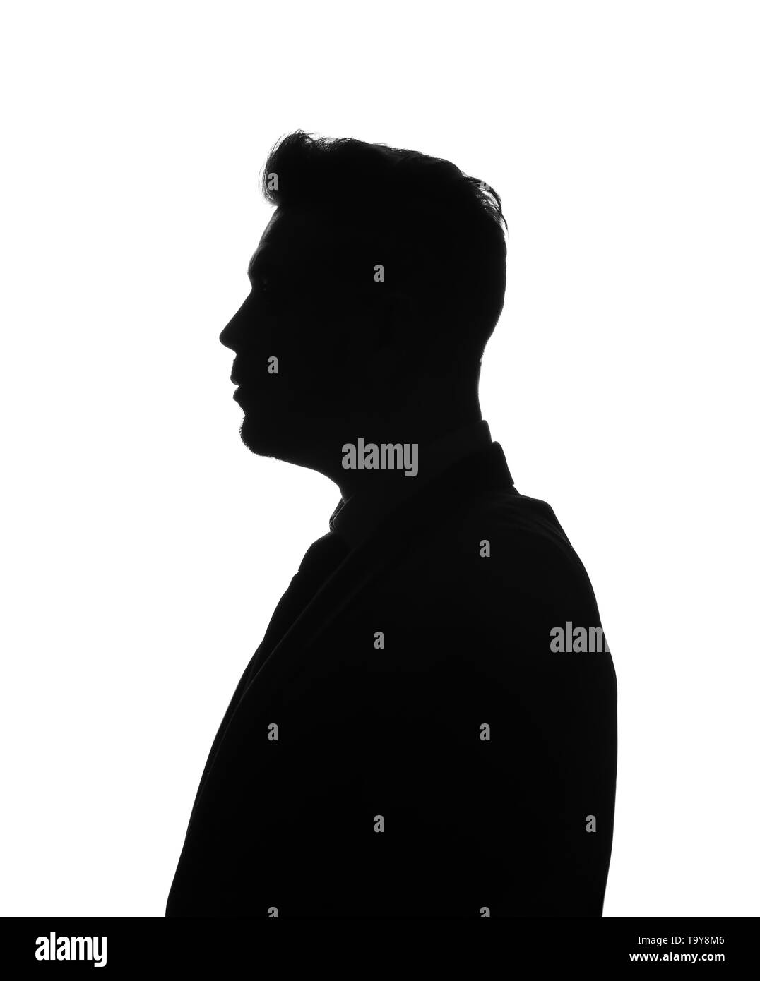Silhouette of man on white background Stock Photo - Alamy