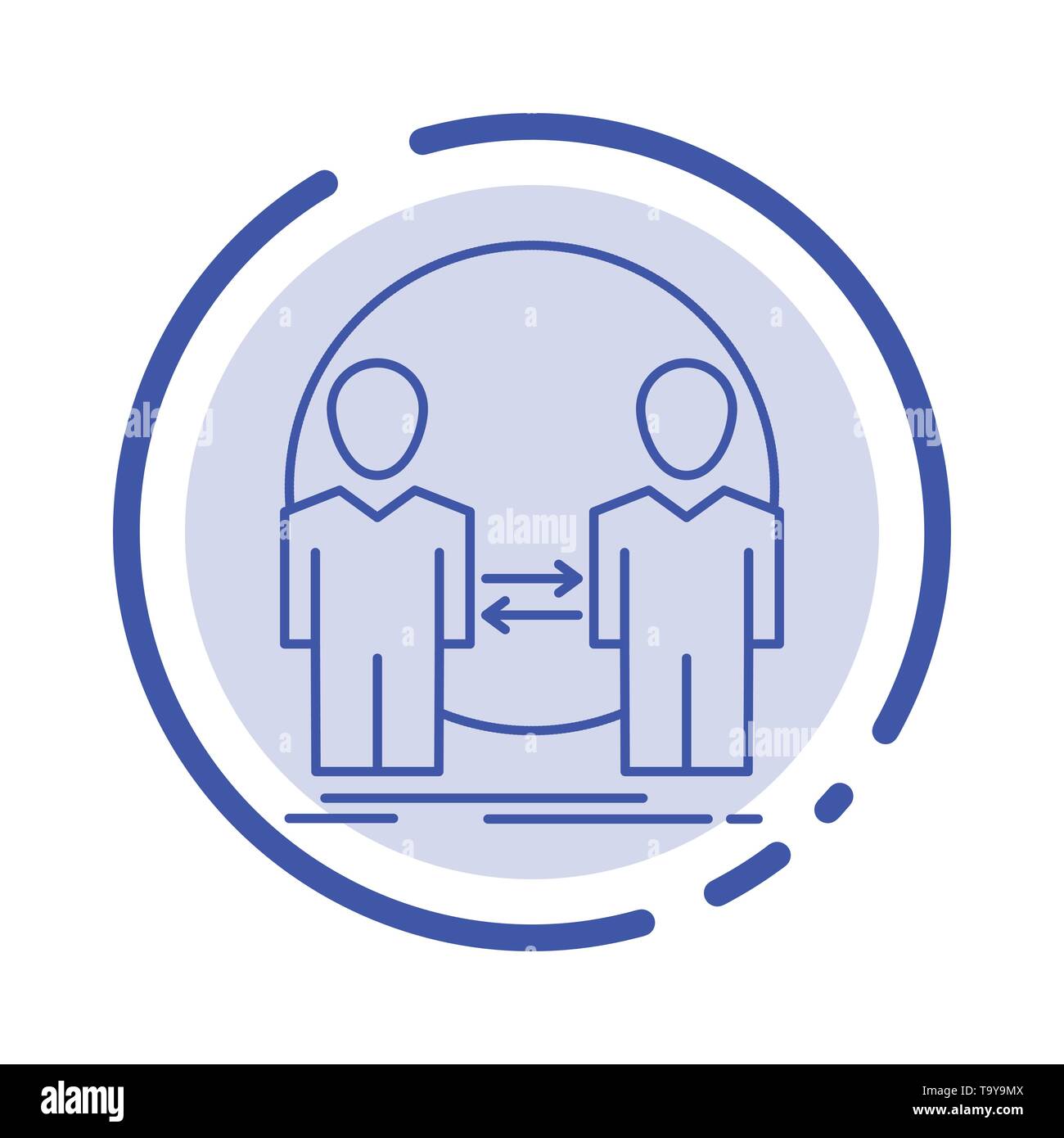 Man Clone User Identity Duplicate Blue Dotted Line Line Icon Stock