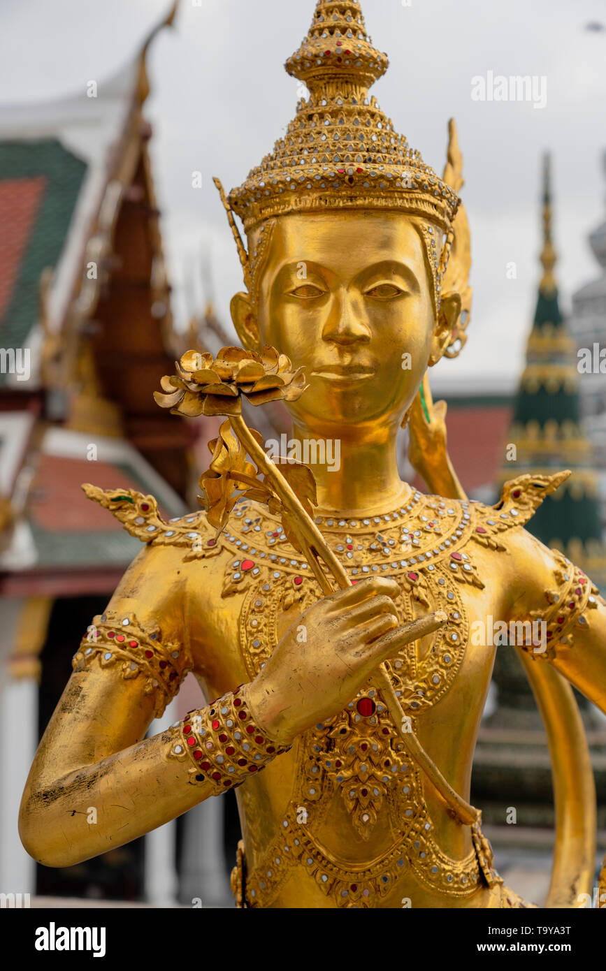 Golden Kinnon Kinnaree Statue at Grand Palace Bangkok Thailand Stock ...