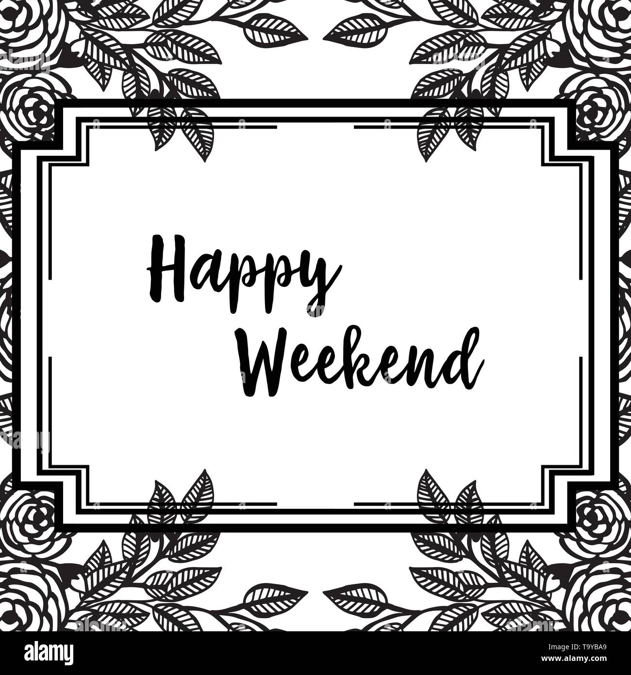 Vector illustration various flower frame with beautiful lettering of ...