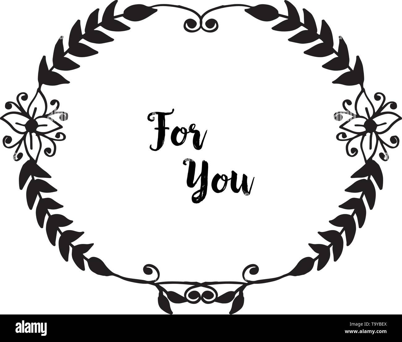Vector illustration lettering for you with design flower frame hand ...