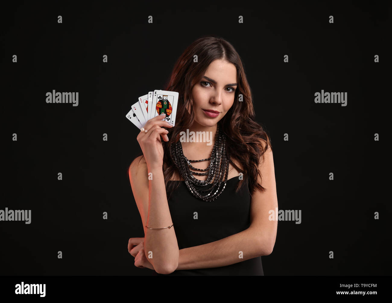 Beautiful woman poker cards hi-res stock photography and images - Alamy