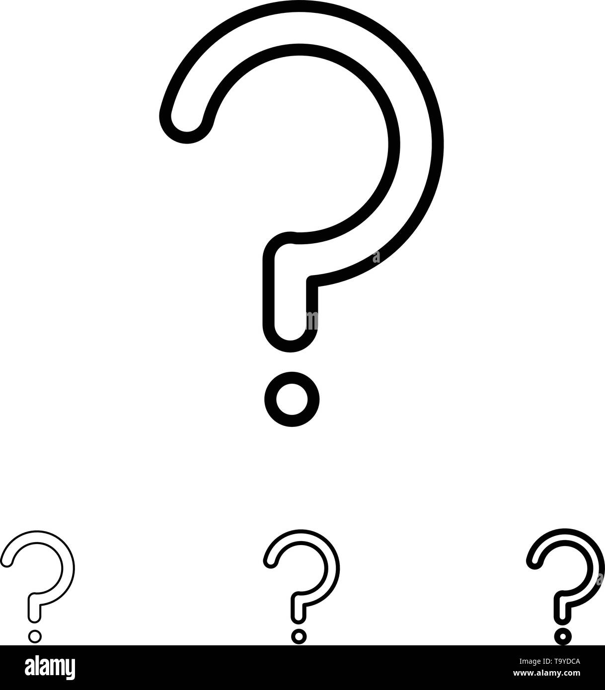 Help, Question, Question Mark, Mark Bold and thin black line icon set ...