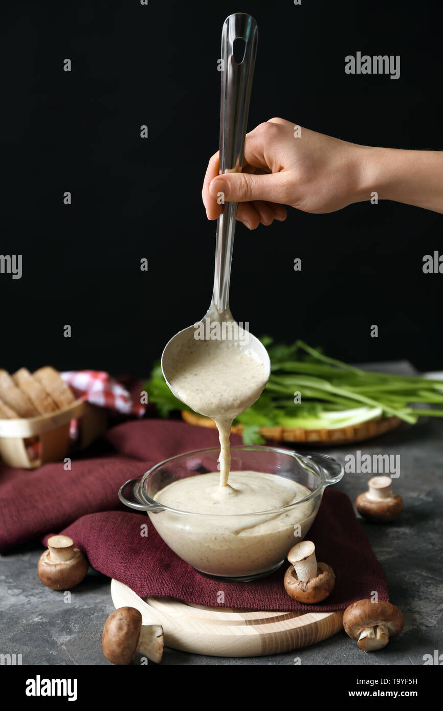 Soup Ladle Pouring Soup