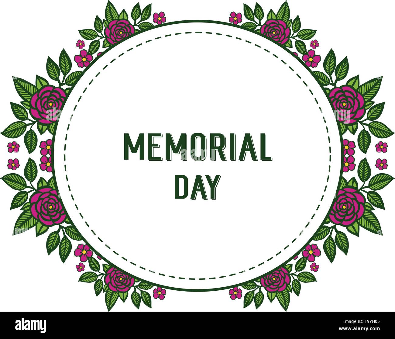 Vector illustration crowd of rose flower frame for writing memorial day ...