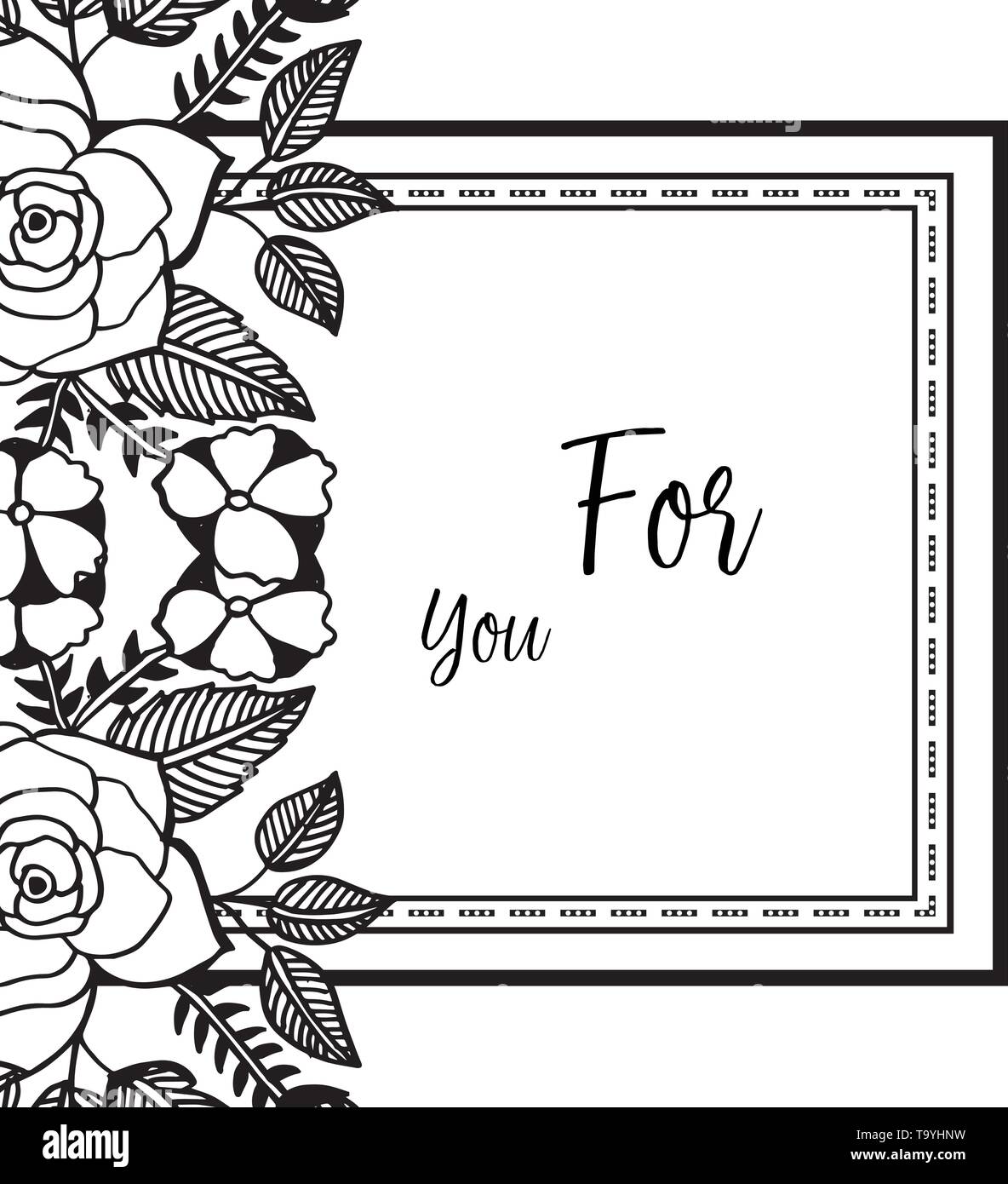 Vector illustration various text for you with leaf flower frame ...