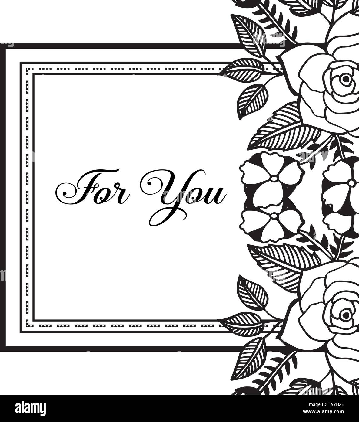 Vector illustration various text for you with leaf flower frame ...