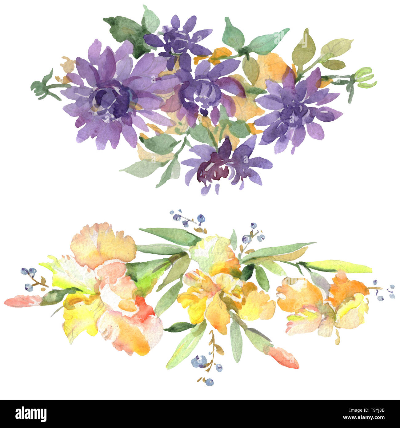 Bouquet floral botanical flowers. Watercolor background illustration ...