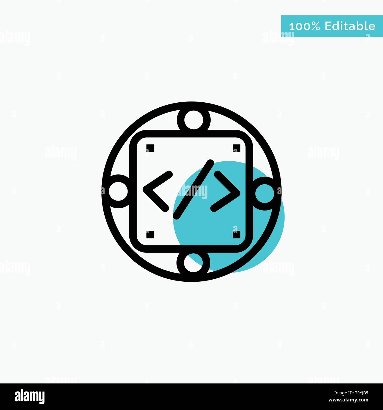 Code, Custom, Implementation, Management, Product turquoise highlight ...