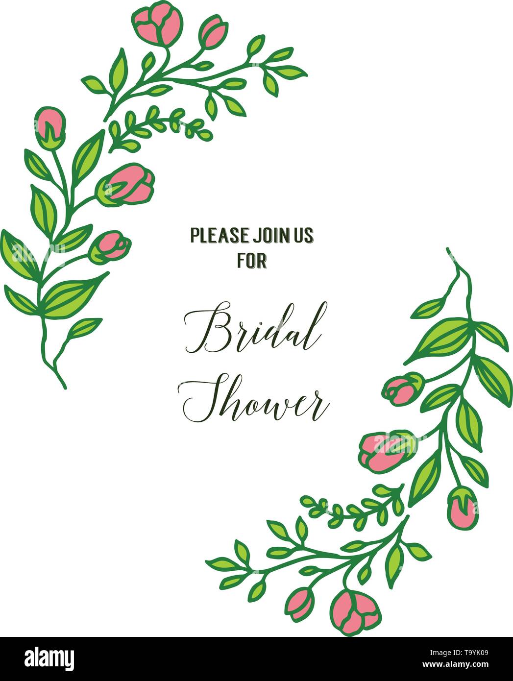 Vector illustration invitation card bridal shower with texture green ...