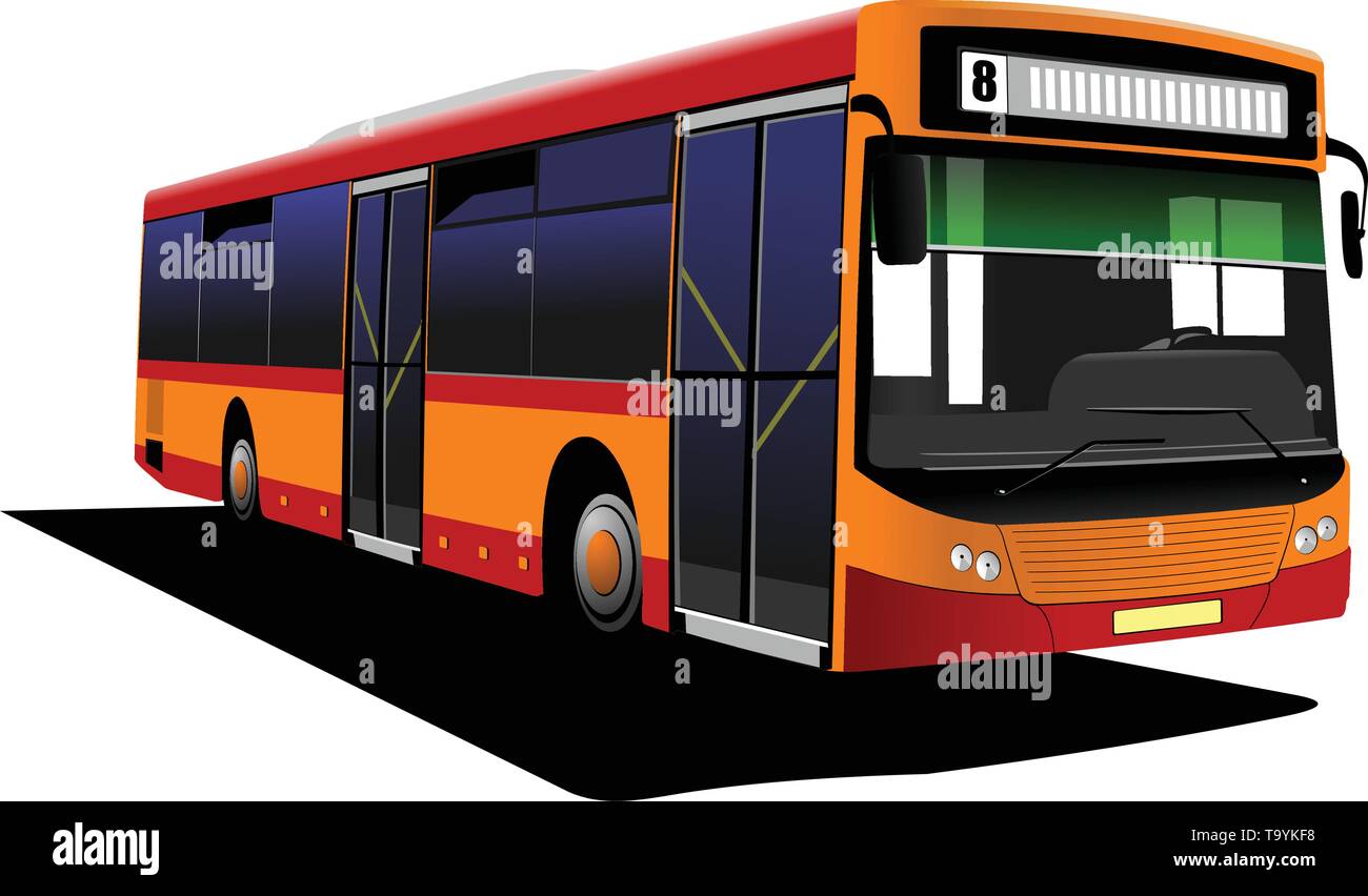 Red orange city bus. Eps 10 Vector illustration Stock Vector Image ...