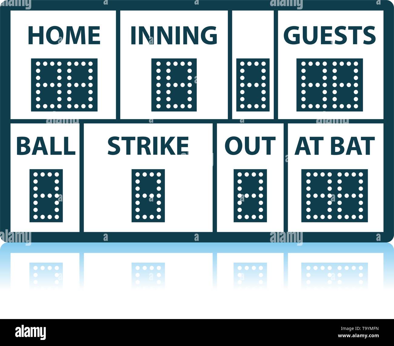 Baseball Scoreboard Icon. Shadow Reflection Design. Vector Illustration ...