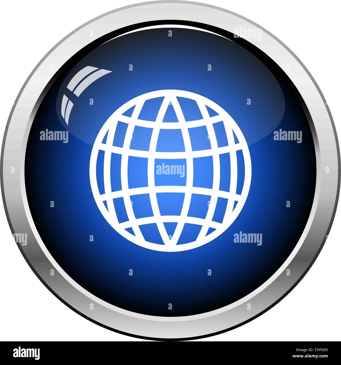 Globe Icon. Glossy Button Design. Vector Illustration Stock Vector ...