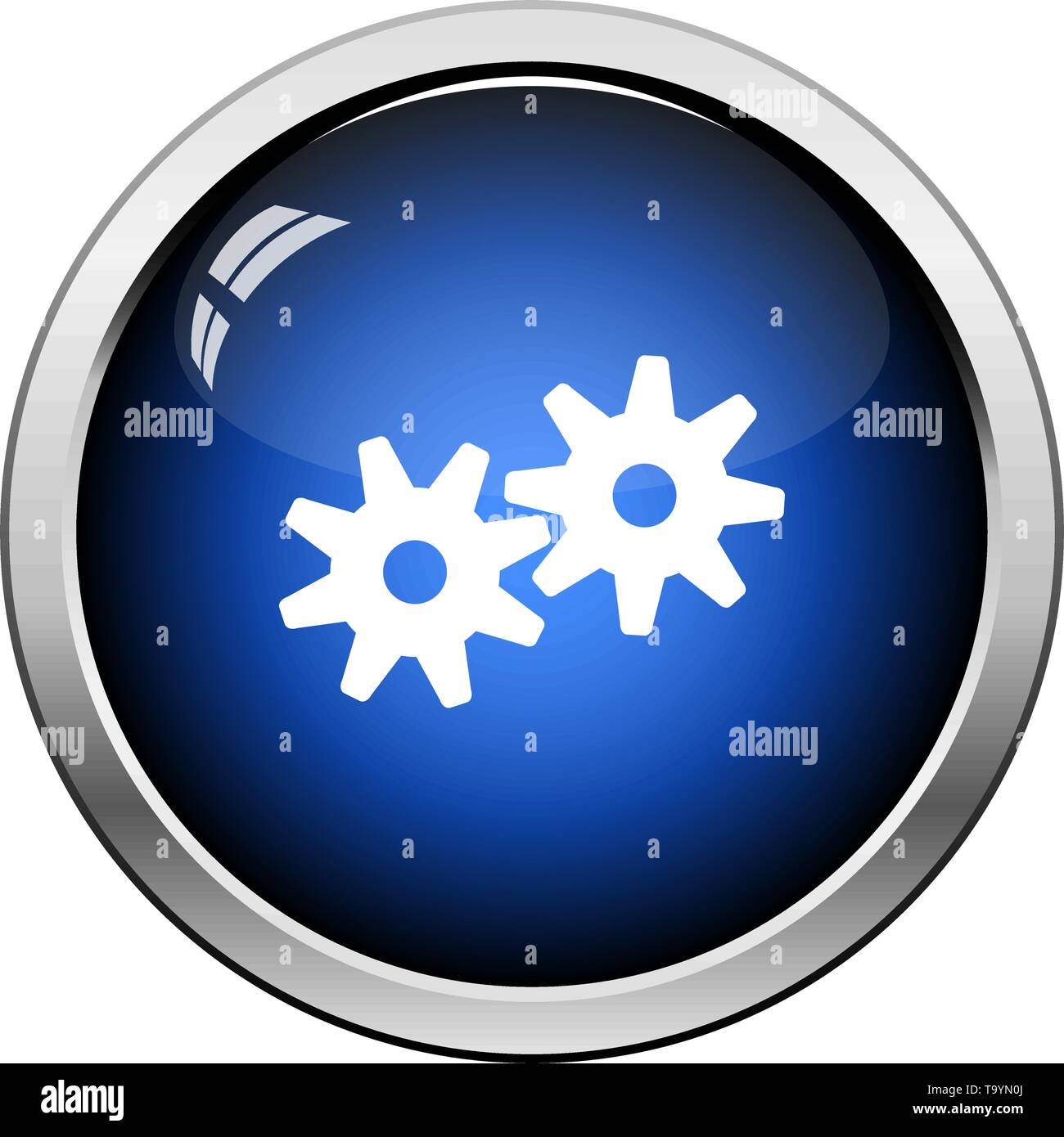Gears Icon. Glossy Button Design. Vector Illustration Stock Vector ...