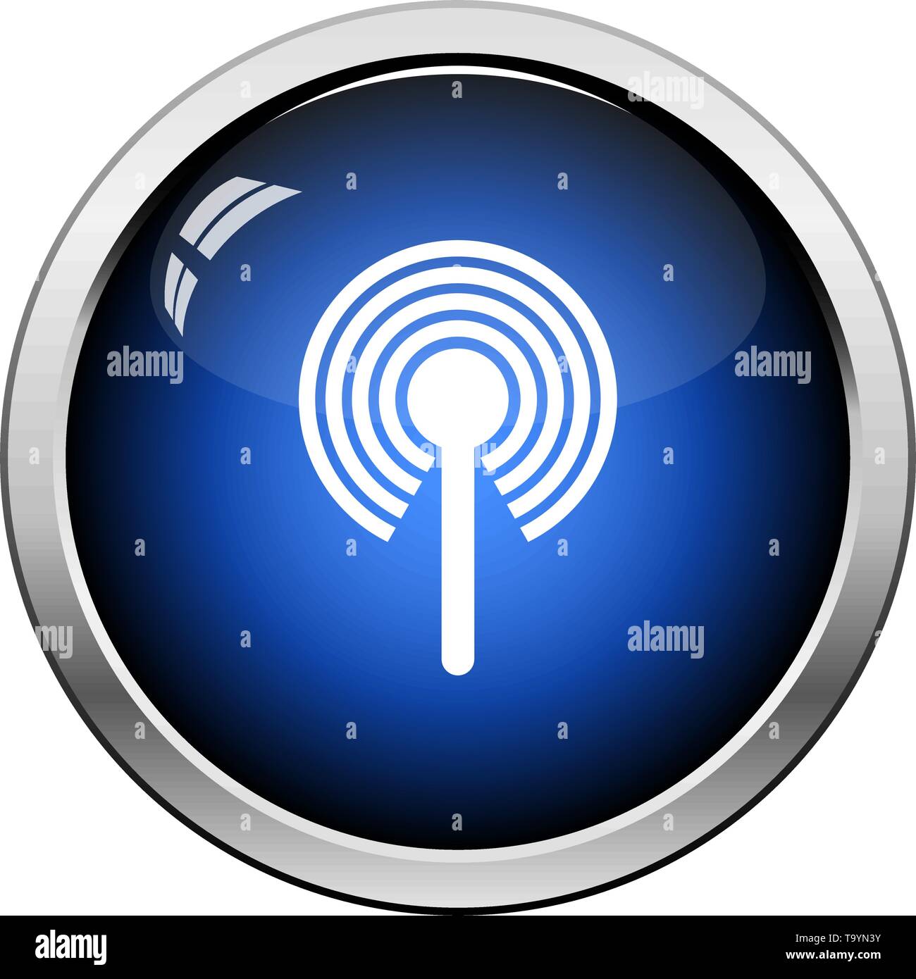 Radio Antenna Icon. Glossy Button Design. Vector Illustration Stock ...