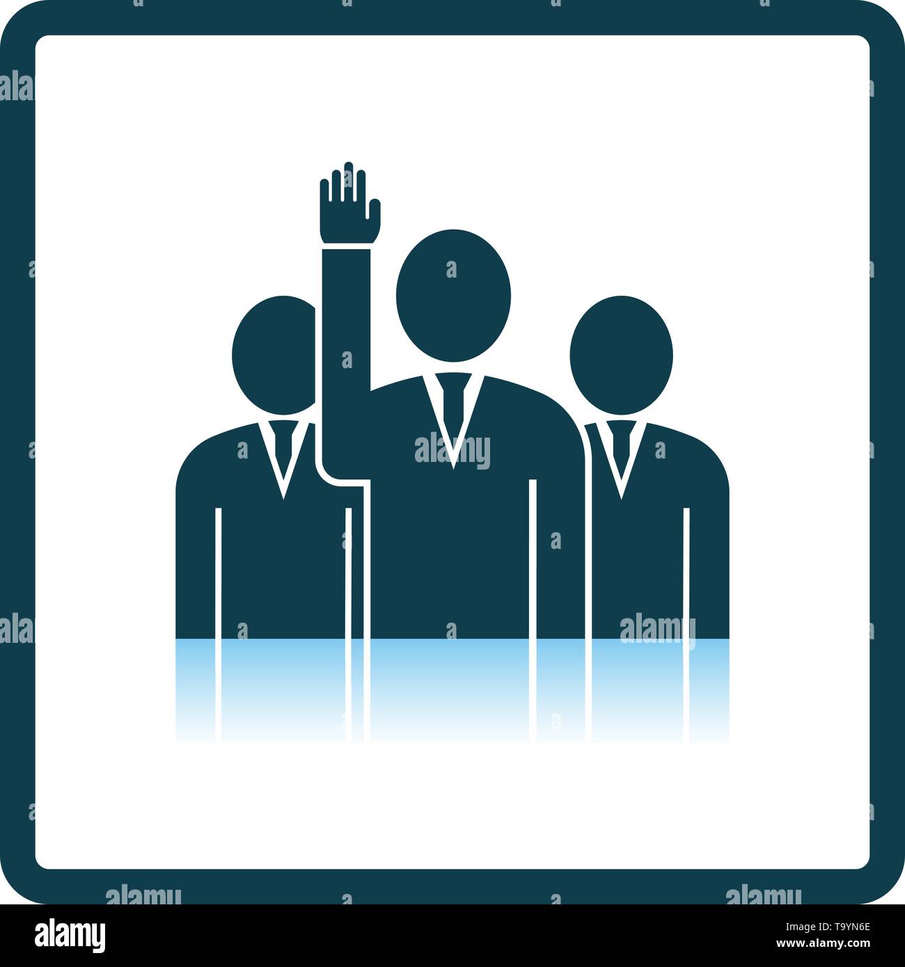 Voting Man With Men Behind Icon. Square Shadow Reflection Design ...