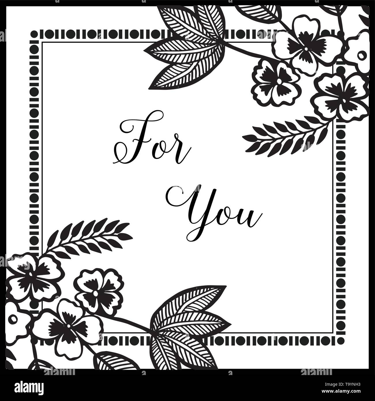 Vector illustration lettering for you with various pattern flower frame ...