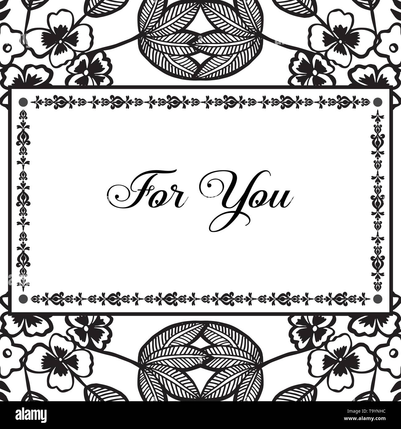 Vector illustration lettering for you with various pattern flower frame ...