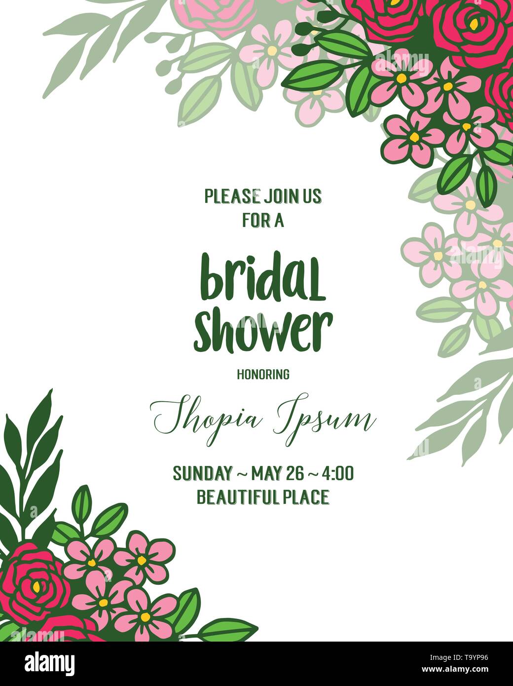 Vector illustration beautiful leaf flower frame for design card bridal ...
